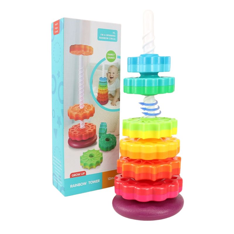 Rainbow Stack & Spin Tower Toy For Toddlers - Endless Interactive Fun ...