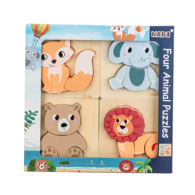 Wooden Animal Puzzle Set of 4 – busyboard.com.au