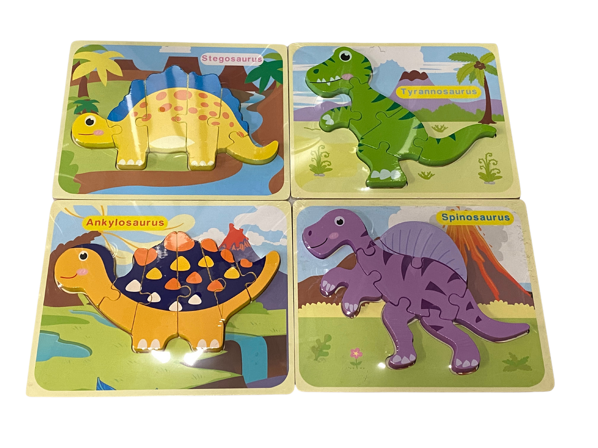 Wooden Dinosaur Puzzle Set of 4 – busyboard.com.au