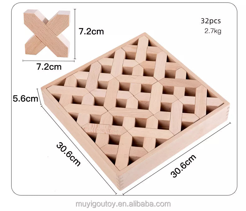 Basswood Building Set X Shape Blocks 32PC – busyboard.com.au